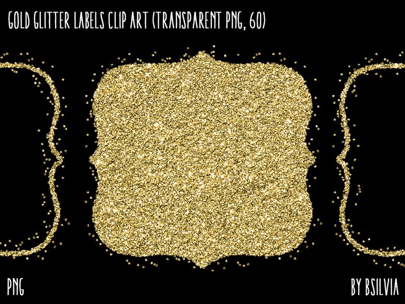 Gold Glitter Confetti Labels Clipart Transparent PNG Gold - Etsy