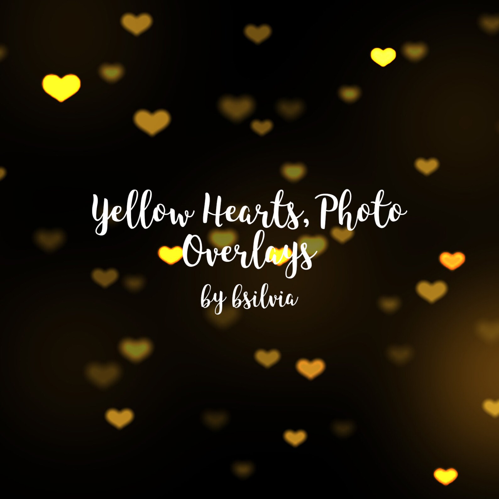Yellow Hearts Photo Overlays, Yellow Hearts Bokeh Photoshop Overlays ...
