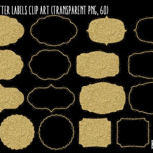Gold Glitter Confetti Labels Clipart, Transparent PNG, Gold Glitter ...