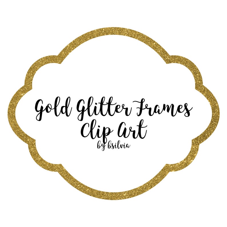 Gold Glitter Frame Clipart, Gold Glitter Border Clipart, Digital Gold ...
