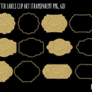 Gold Glitter Confetti Labels Clipart, Transparent PNG, Gold Glitter ...