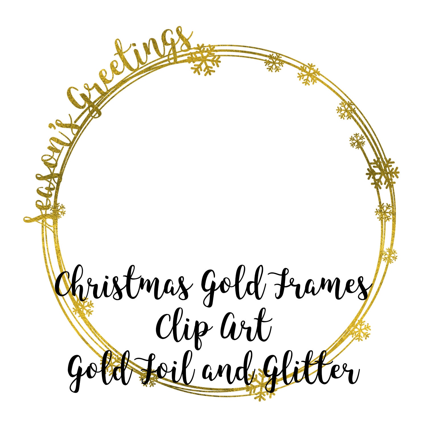 Christmas Gold Frames Clip Art Gold Glitter Design Elements | Etsy