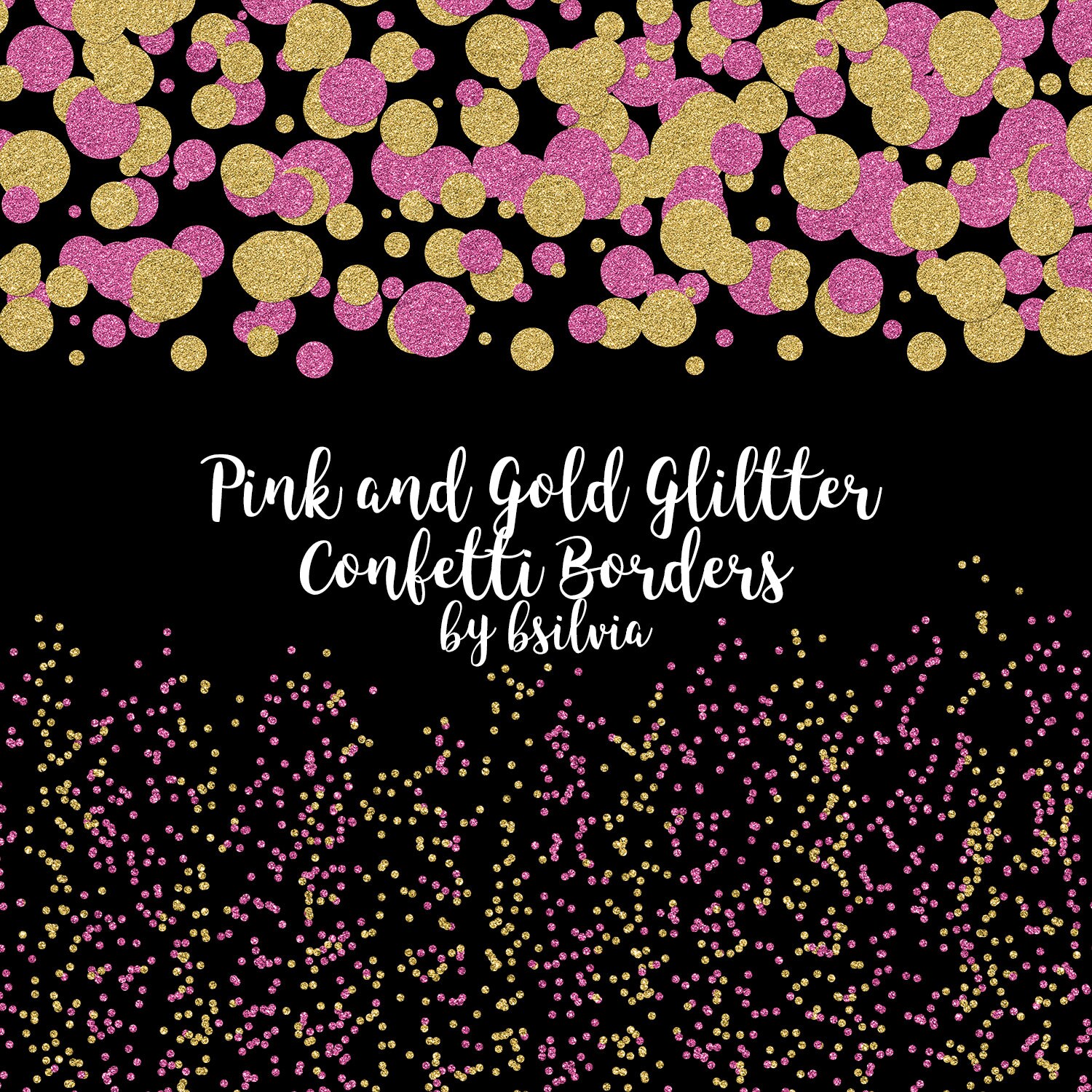Add Glamour to Your Designs: Pink & Gold Confetti Glitter Borders ...