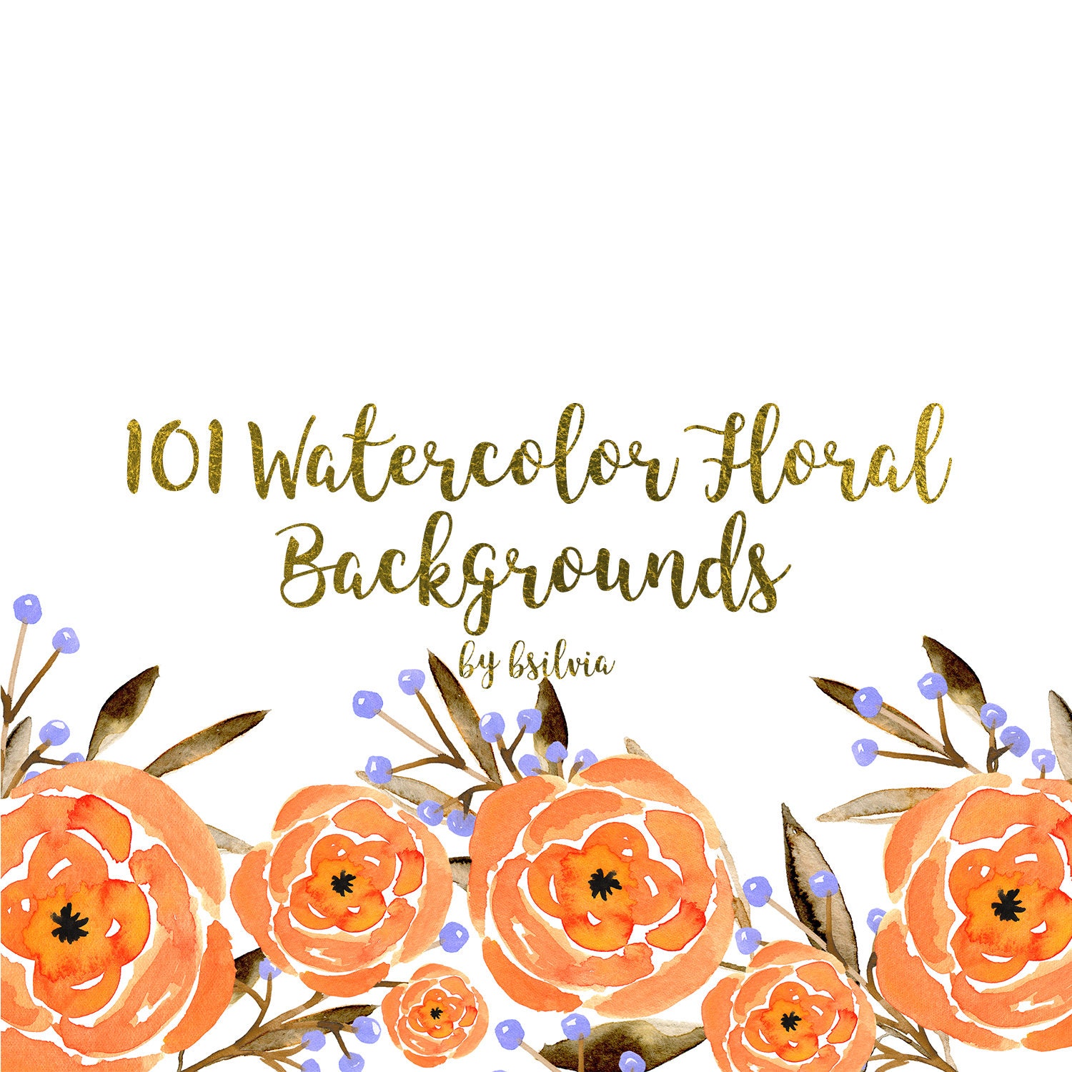 101 Watercolor Floral Backgrounds: Digital Paper Pack (12x12 ...