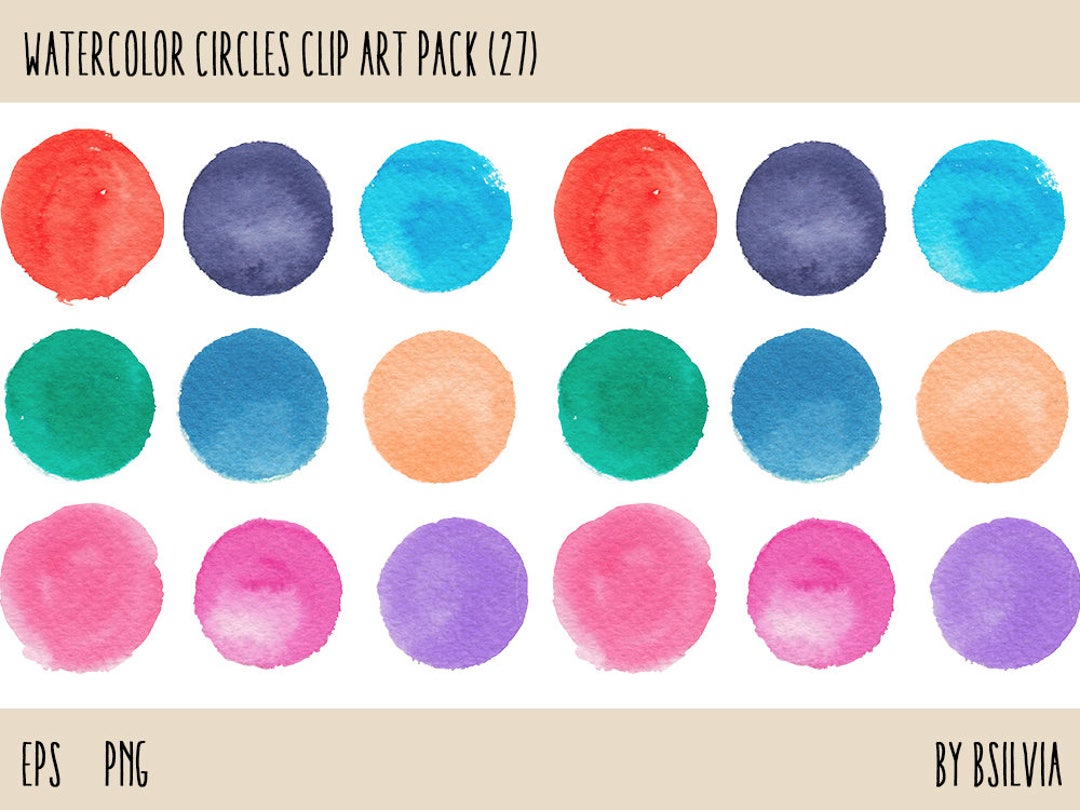 Watercolor Clipart Circles 27 Pc Handpainted Round Clip Art - Etsy