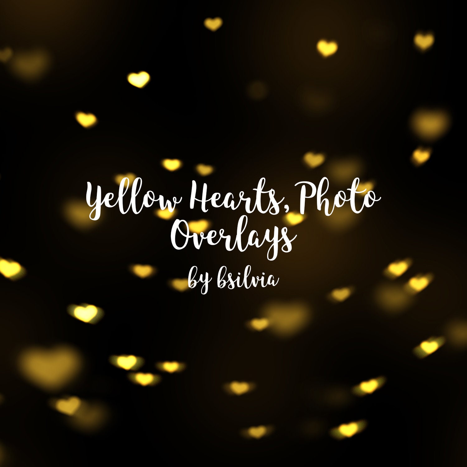 Yellow Hearts Photo Overlays, Yellow Hearts Bokeh Photoshop Overlays ...