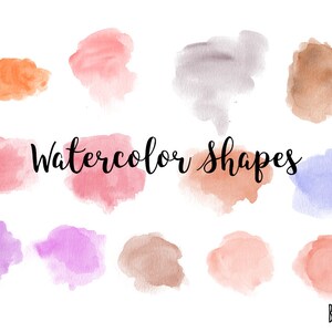Watercolor Shapes Clip Art Watercolor Splashes Transparent | Etsy