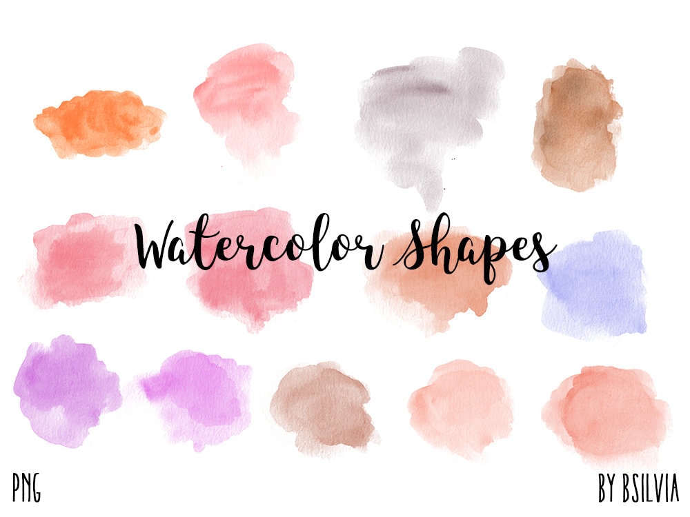 Watercolor Shapes Clip Art, Watercolor Splashes, Transparent PNG ...