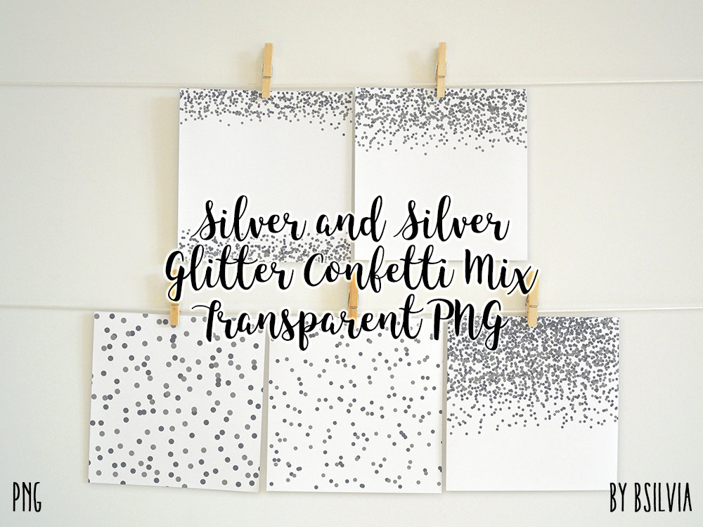 Silver Confetti Overlays, Silver Glitter Confetti Transparent PNG Files ...