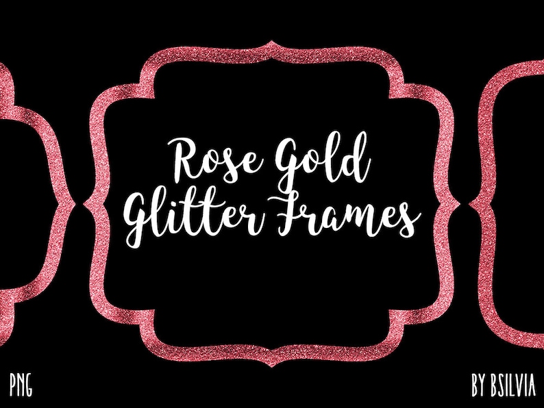 Rose Gold Glitter Frame Clipart, Rose Gold Glitter Border Clipart, Rose ...