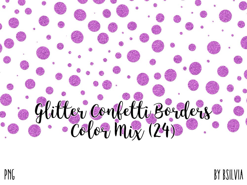 Glitter Confetti Borders Pack, Silver Glitter Confetti PNG, Glitter ...