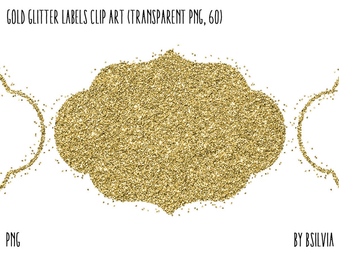 Gold Glitter Confetti Labels Clipart Transparent PNG Gold | Etsy