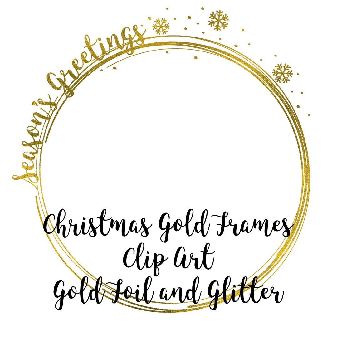Christmas Gold Frames Clip Art, Gold Glitter Design Elements, Gold Foil ...