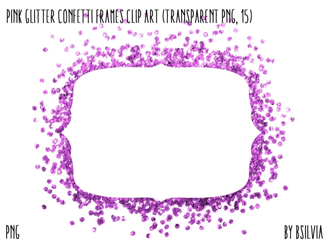 Pink Glitter Confetti Frames Clipart Transparent PNG Pink - Etsy