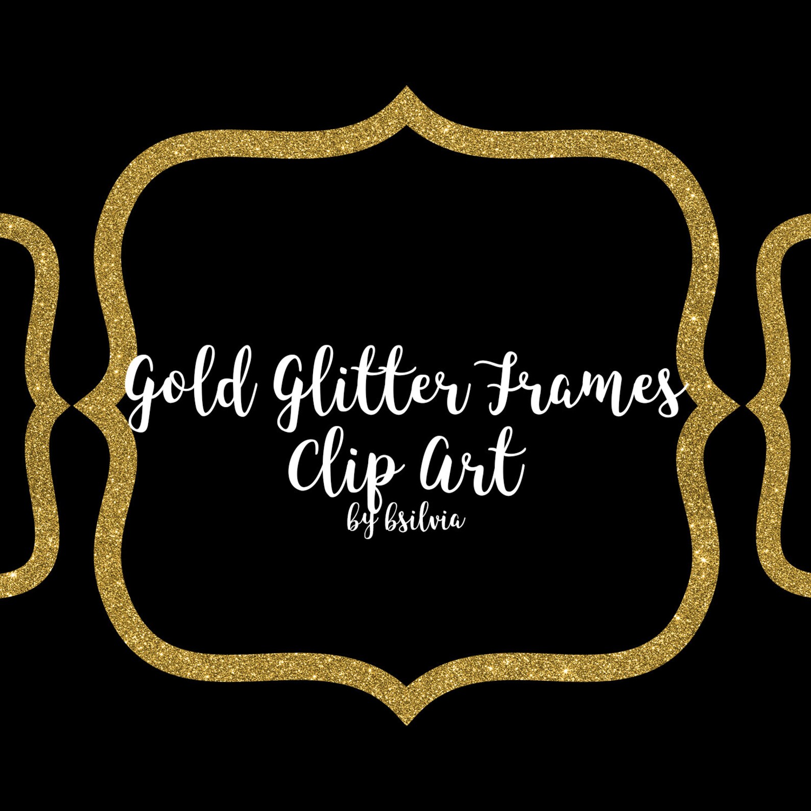 Gold Glitter Frame Clipart Gold Glitter Border Clipart - Etsy
