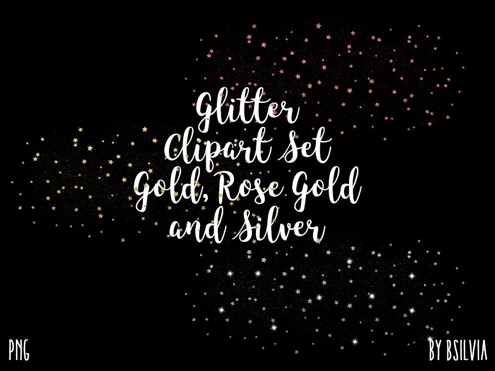 Glitter Clip Art Set Gold Glitter Rose Gold Glitter and | Etsy
