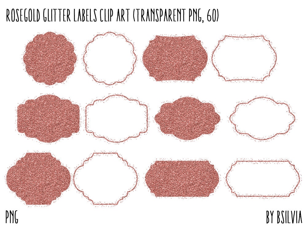 Rosegold Glitter Confetti Labels Clipart Transparent PNG 60 - Etsy