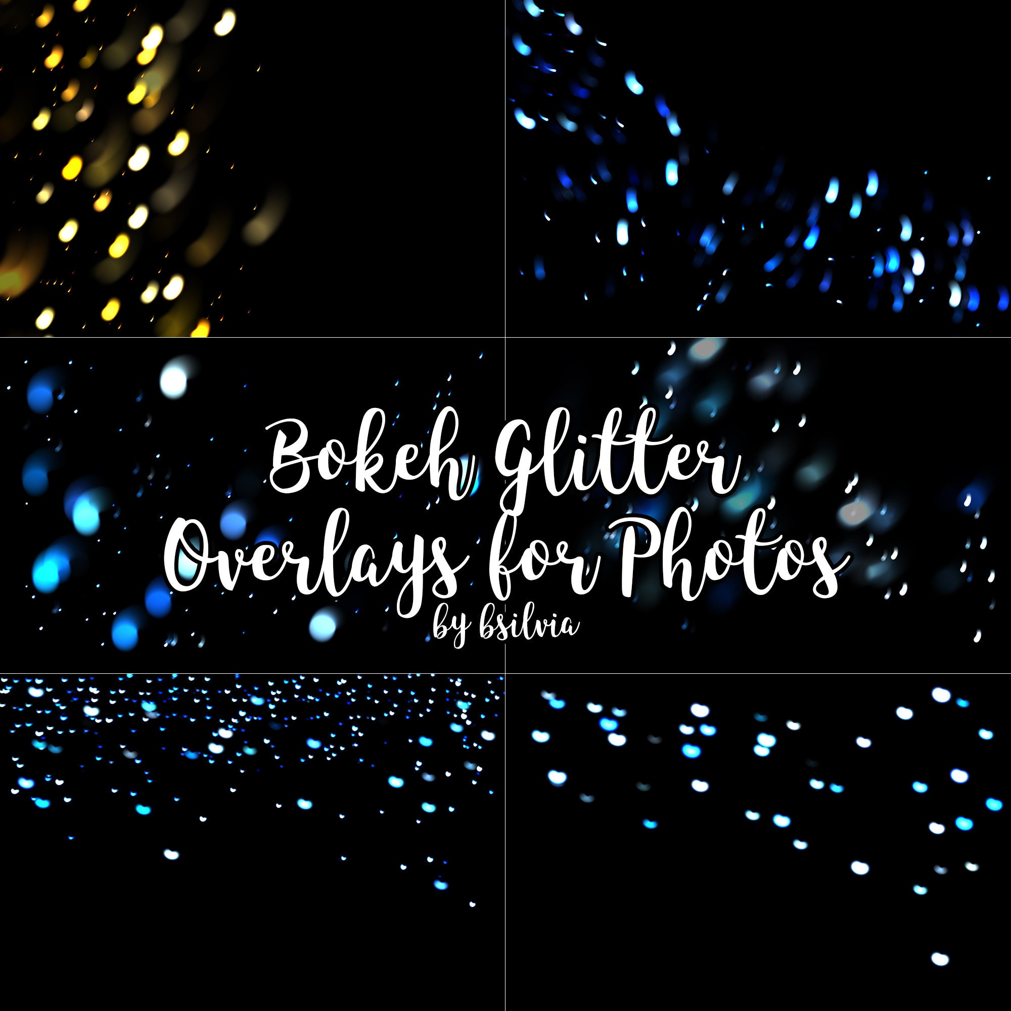 Bokeh Glitter Overlays Yellow and Blue Glitter Overlays | Etsy