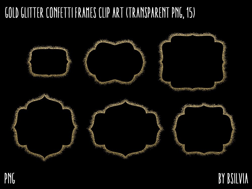 Gold Glitter Confetti Frames Clipart, Transparent PNG, Gold Glitter ...