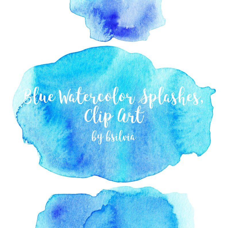 Watercolor Splashes Clip Art Blue Watercolor Brush Strokes - Etsy