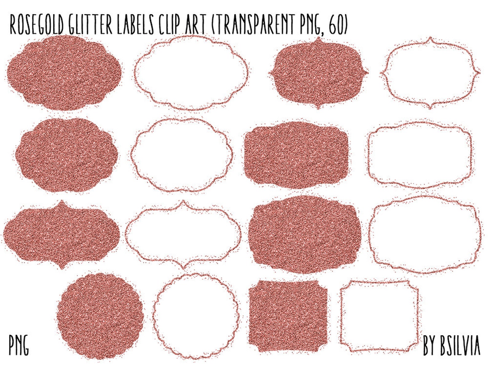 Rosegold Glitter Confetti Labels Clipart Transparent PNG 60 - Etsy