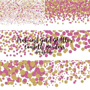 Pink & Gold Glitter Confetti Borders – Transparent PNG Overlays for ...