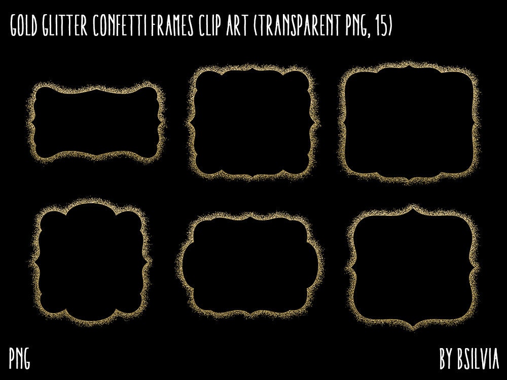 Gold Glitter Confetti Frames Clipart, Transparent PNG, Gold Glitter ...