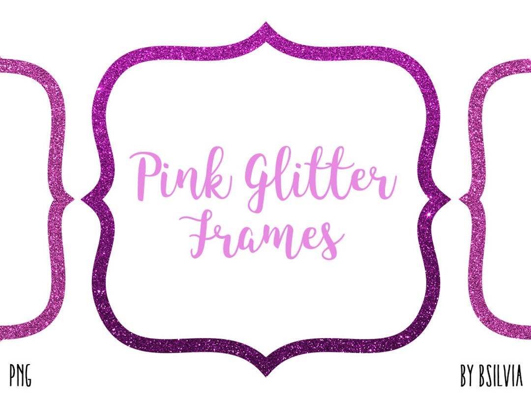 Pink Glitter Frame Clipart, Pink Glitter Border Clipart, Digital Pink ...