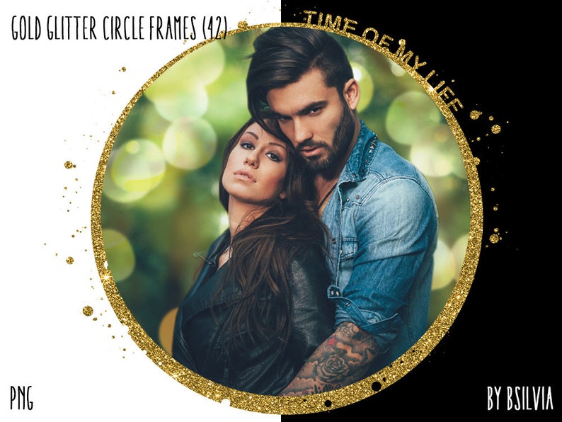 Gold Glitter Circle Frames Clipart Gold Glitter Design - Etsy