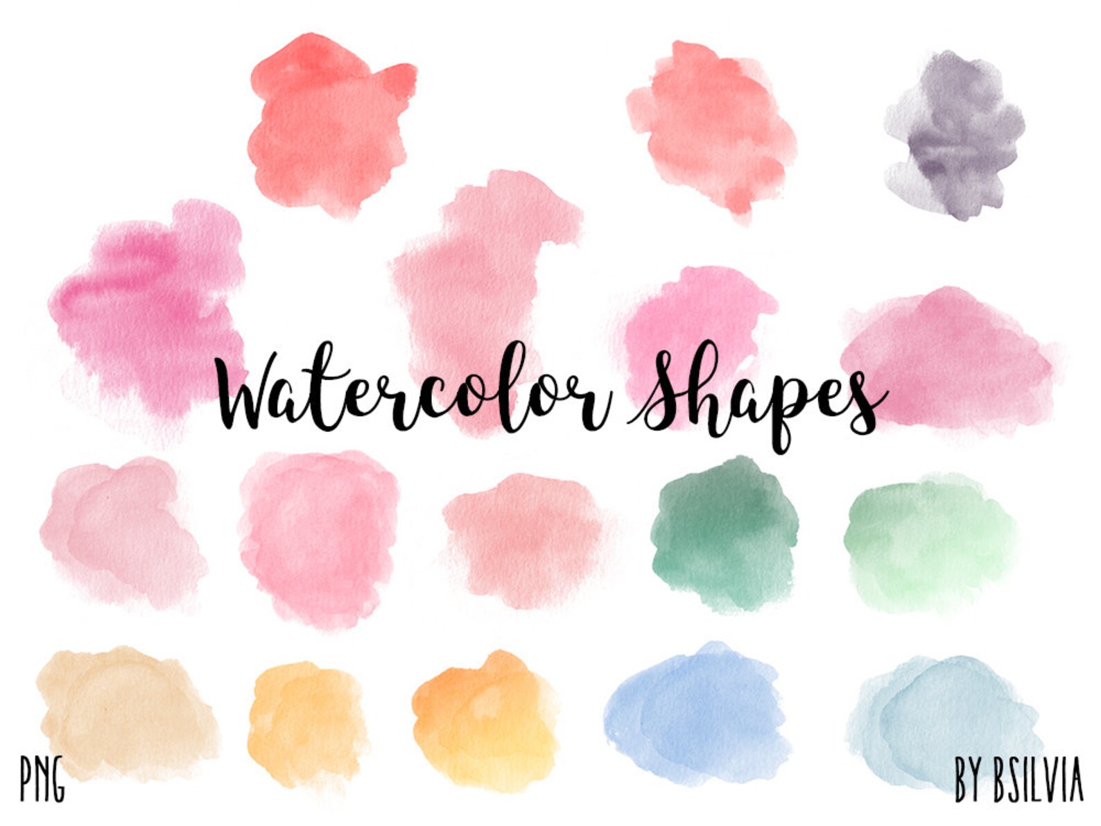 Watercolor Shapes Clip Art, Watercolor Splashes, Transparent PNG ...
