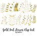 Gold Floral Clip Art, Gold Foil Leaves Clip Art, Digital Gold Floral ...