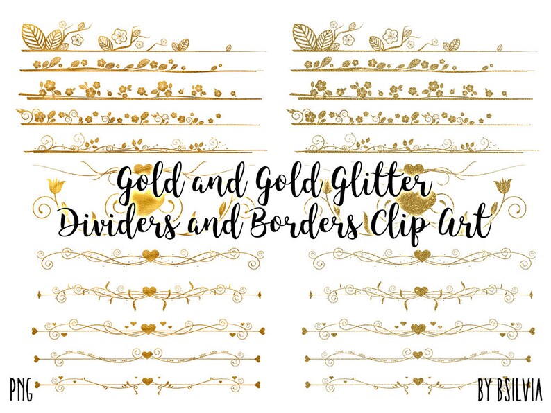 Gold Dividers and Borders Clip Art, Gold Glitter Dividers and Borders ...
