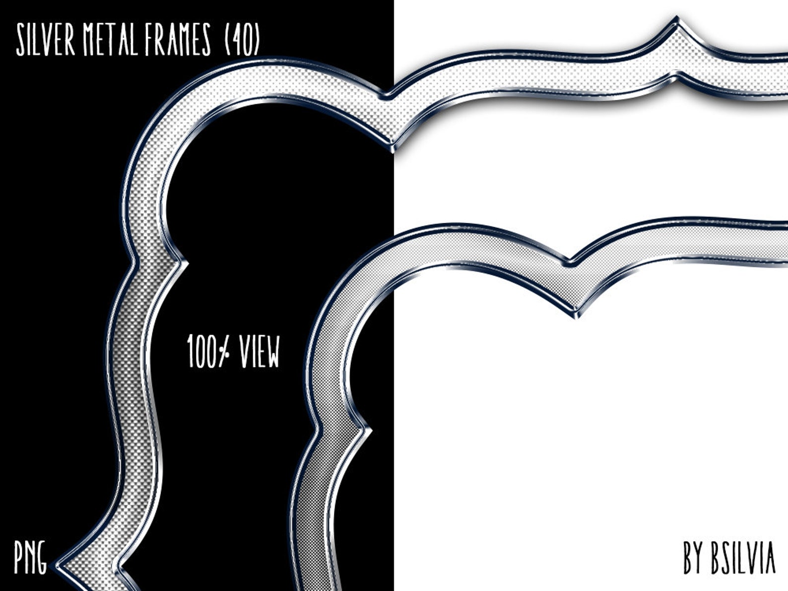 Silver Metal Frame Clipart Silver Metal Border Clipart - Etsy