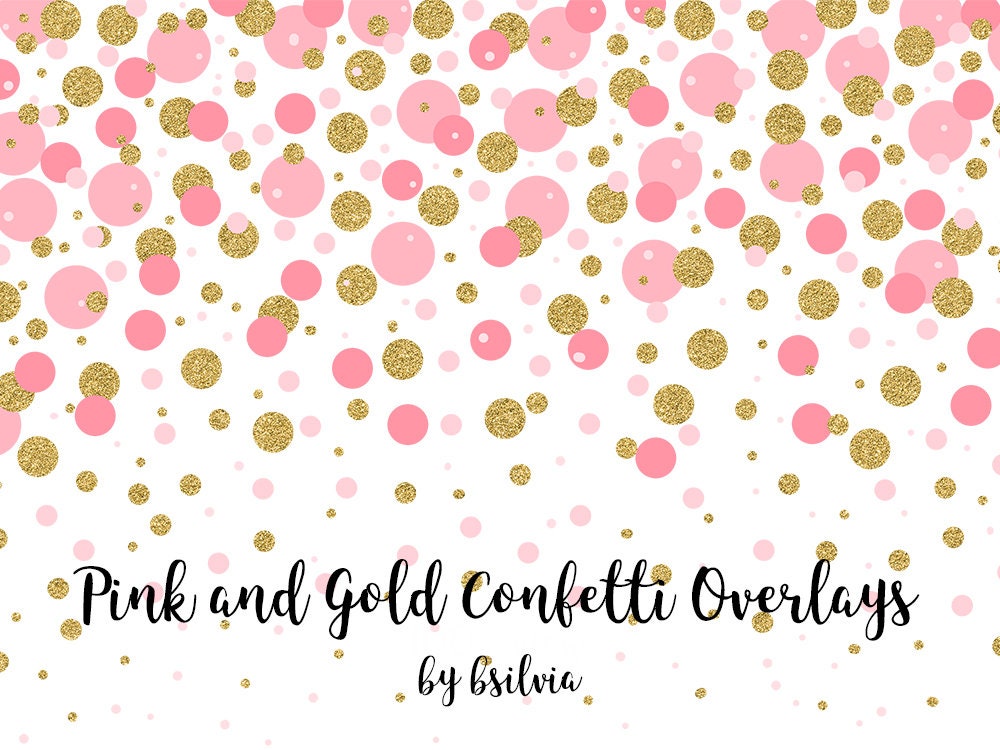 Pink and Gold Confetti Overlays Gold Confetti Transparent PNG | Etsy
