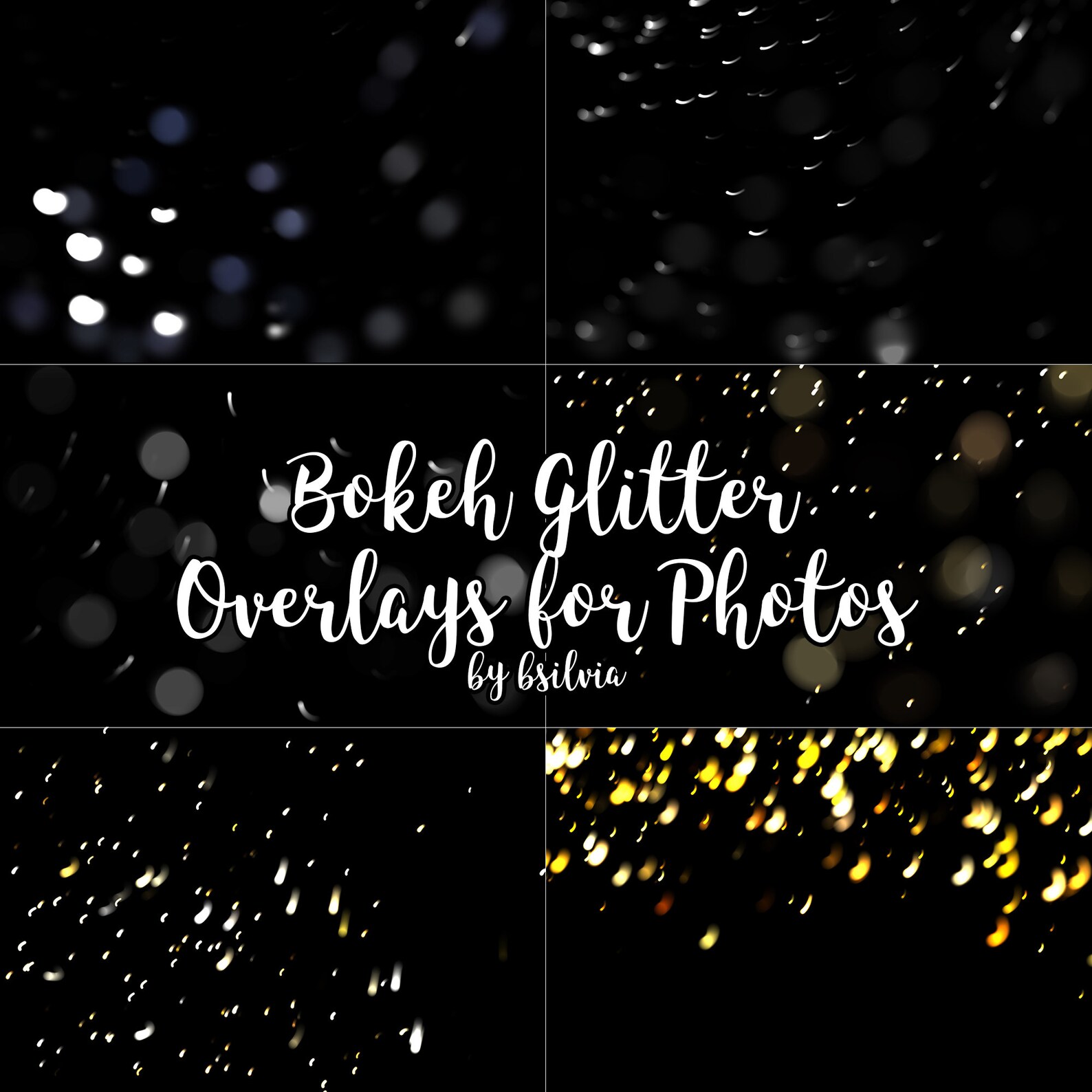 Bokeh Glitter Overlays Yellow and Blue Glitter Overlays | Etsy