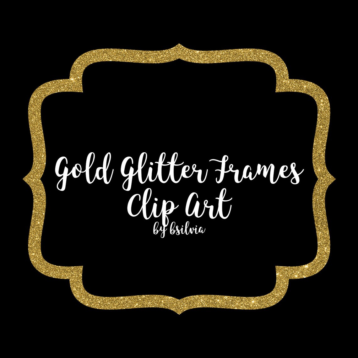 Gold Glitter Frame Clipart Gold Glitter Border Clipart - Etsy
