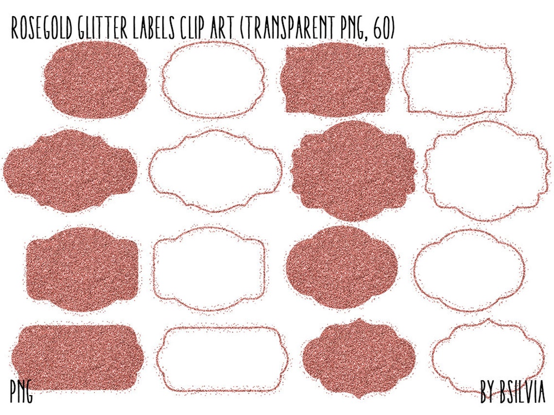 Rosegold Glitter Confetti Labels Clipart Transparent PNG 60 - Etsy