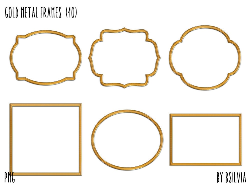 Gold Metal Frame Clipart Gold Metal Border Clipart Digital - Etsy