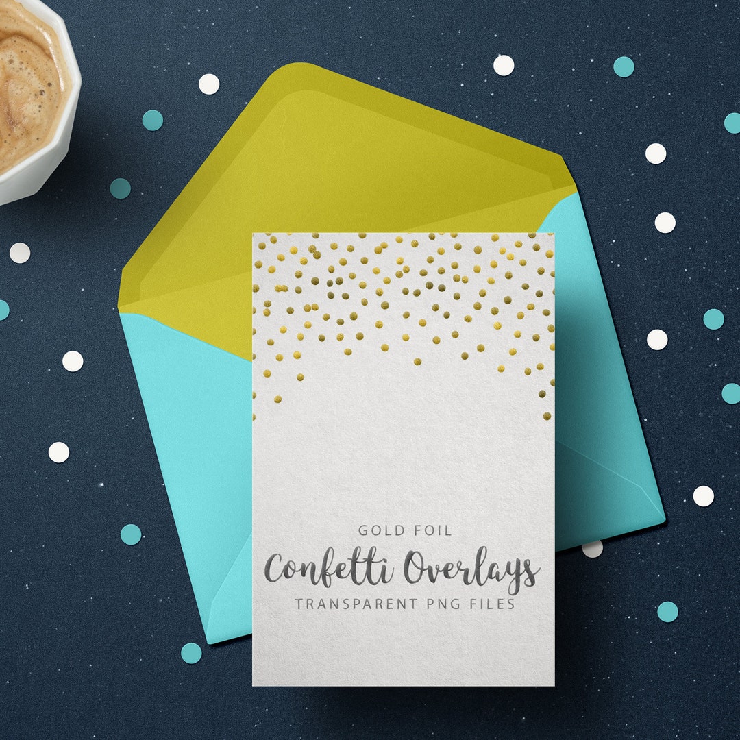 Gold Confetti Overlays, Gold Foil Confetti Transparent PNG Files, Gold ...