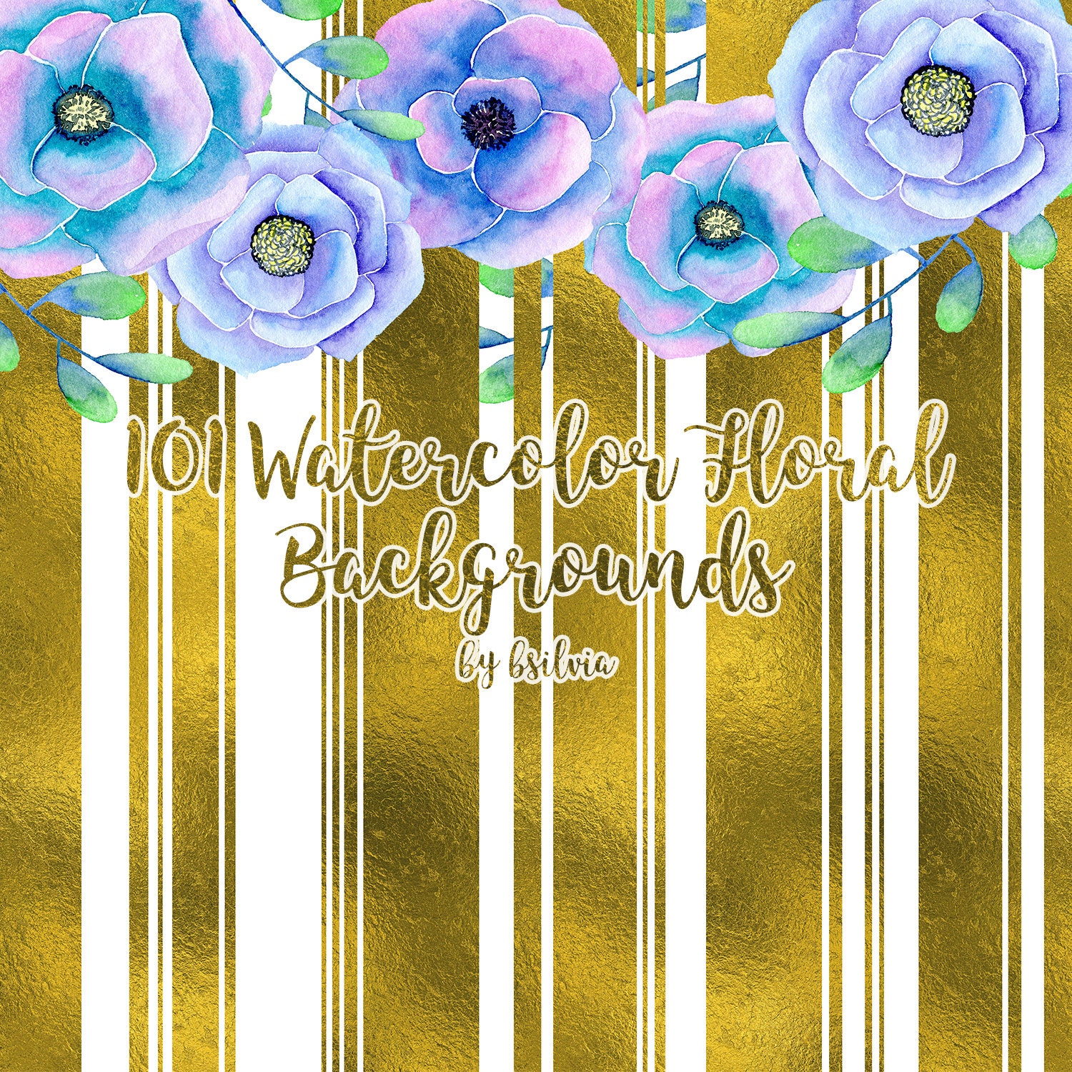 101 Watercolor Floral Backgrounds: Digital Paper Pack (12x12 ...