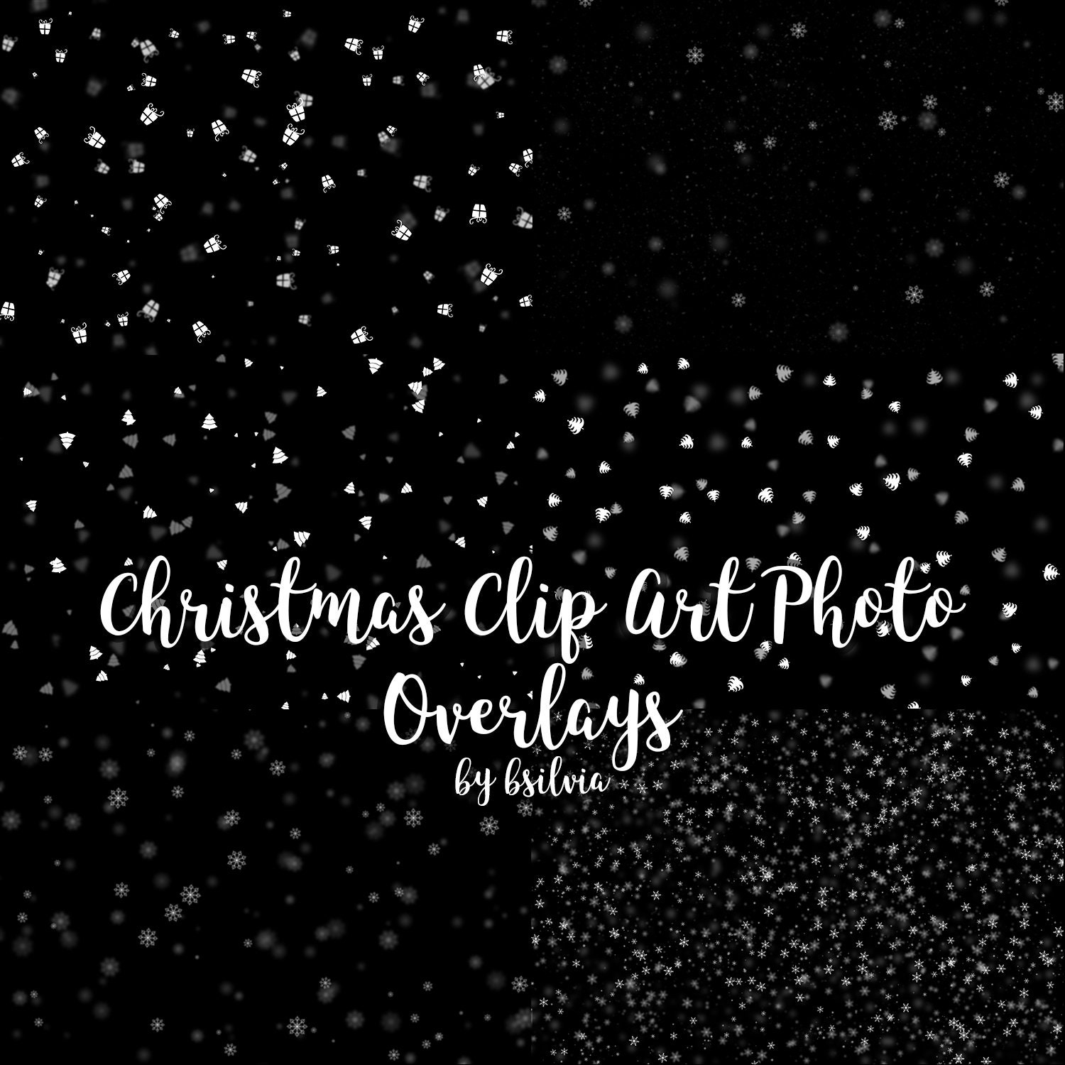 Christmas Clip Art Bokeh Photo Overlays, Snowflakes Bokeh Photoshop ...