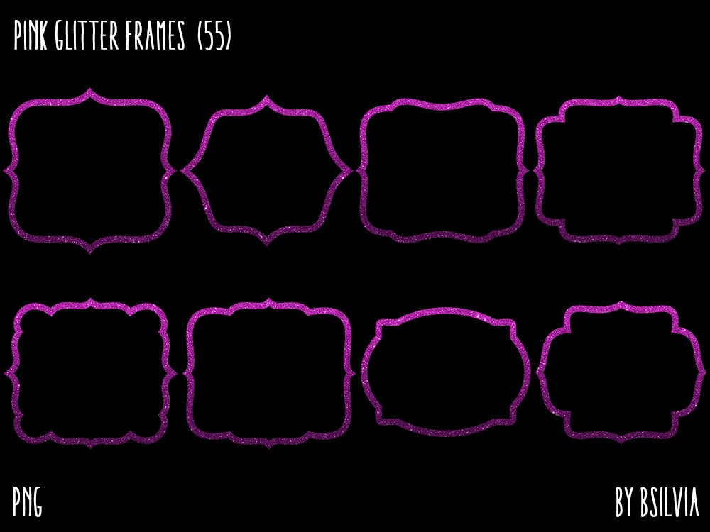 Pink Glitter Frame Clipart, Pink Glitter Border Clipart, Digital Pink ...