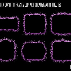 Pink Glitter Confetti Frames Clipart Transparent PNG Pink - Etsy