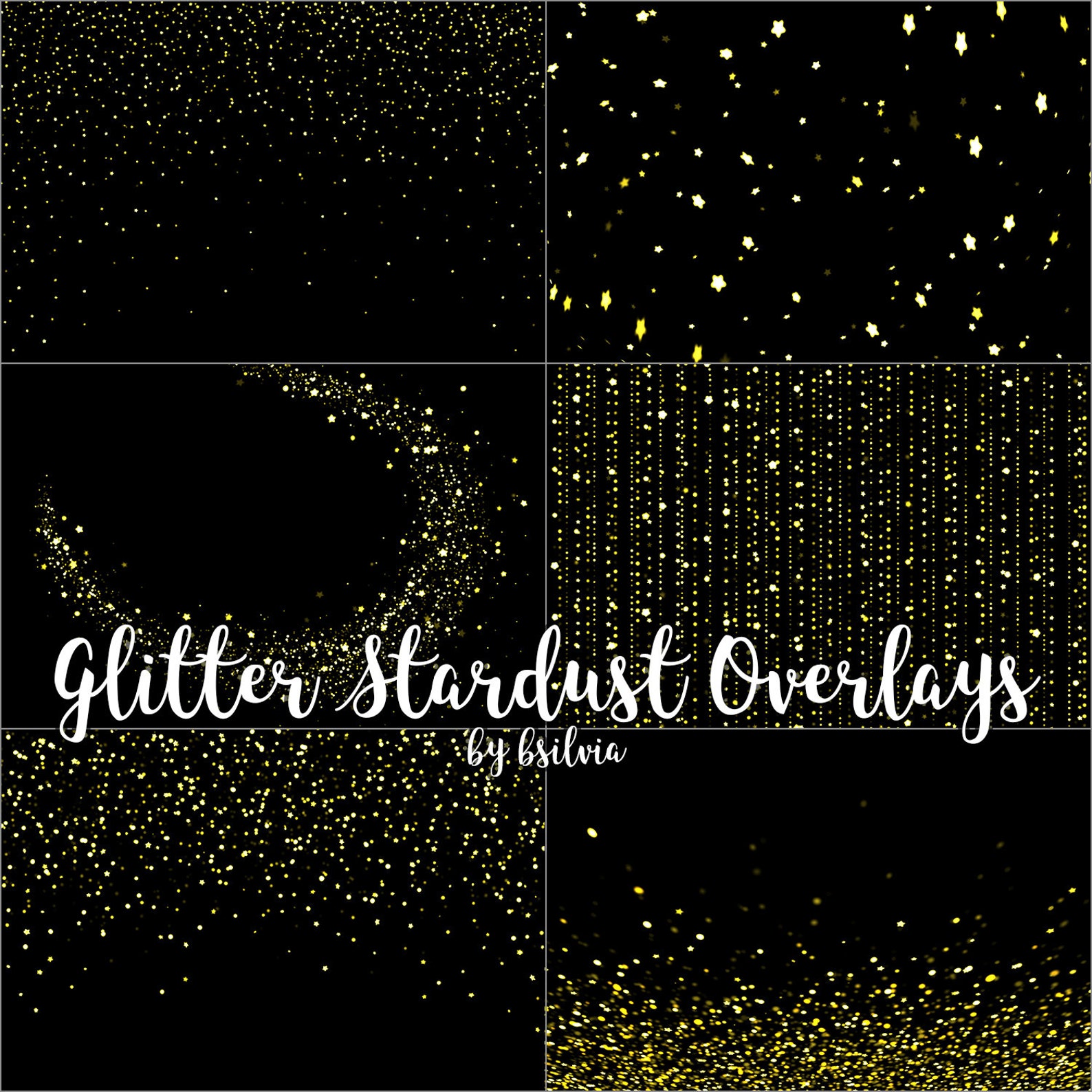 Stardust Glitter Overlays Yellow Glitter Stardust Overlays - Etsy