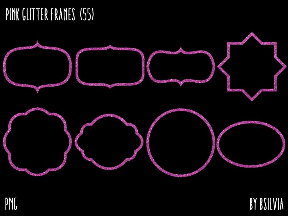 Pink Glitter Frame Clipart, Pink Glitter Border Clipart, Digital Pink ...