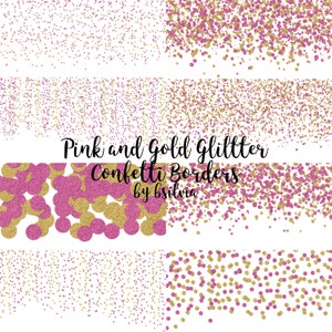Pink & Gold Glitter Confetti Borders – Transparent PNG Overlays for ...