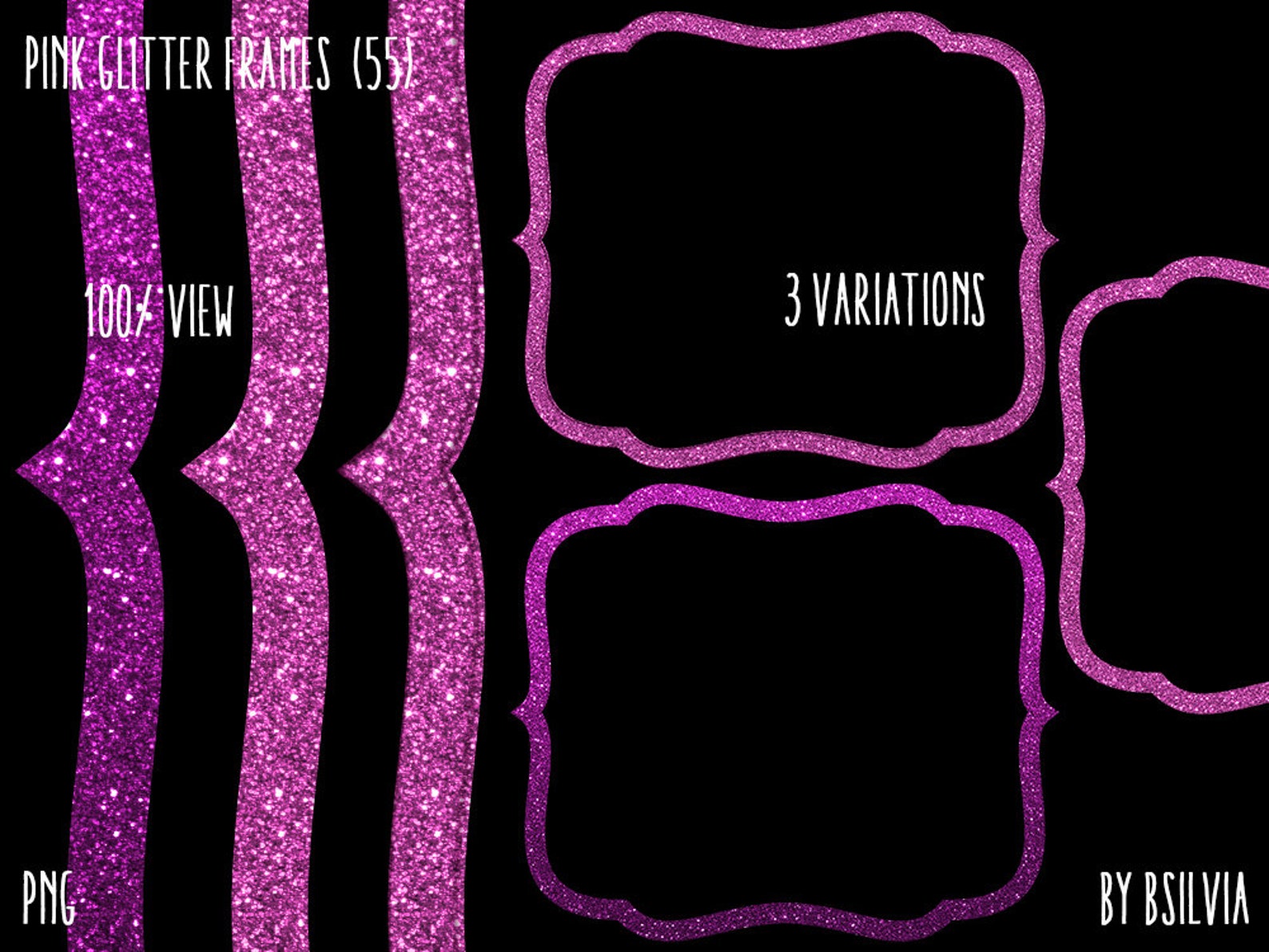 Pink Glitter Frame Clipart, Pink Glitter Border Clipart, Digital Pink ...