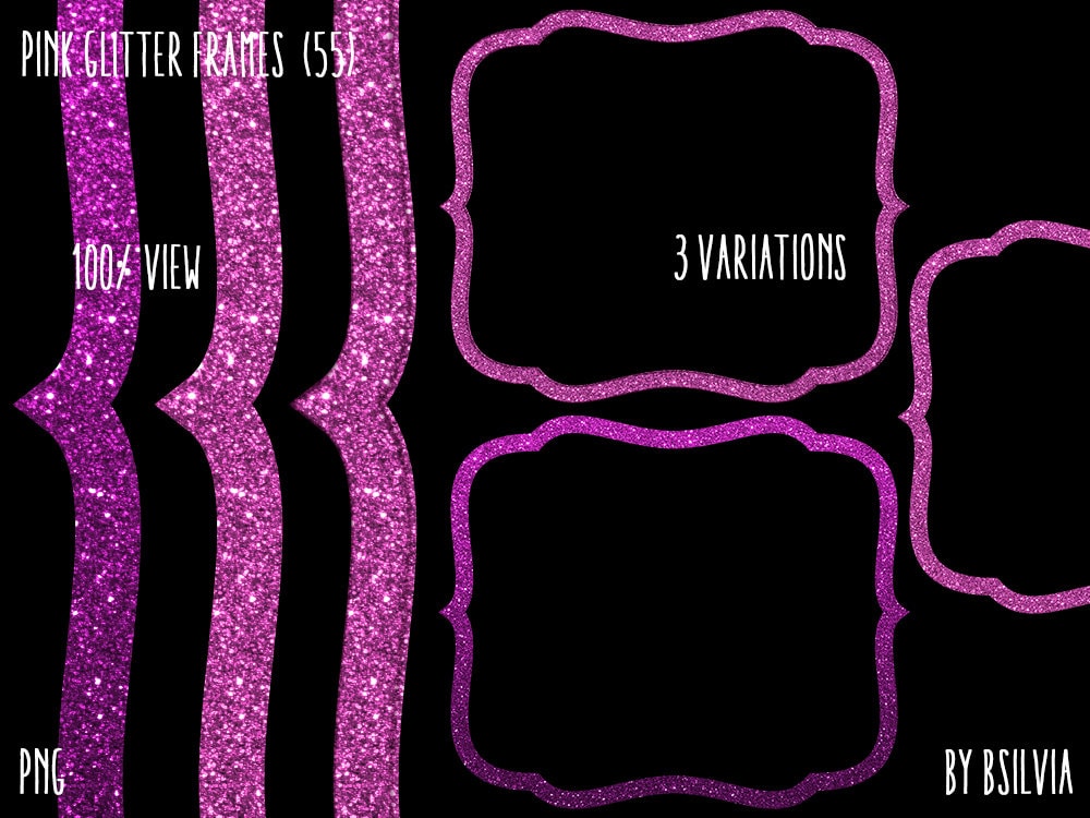 Pink Glitter Frame Clipart, Pink Glitter Border Clipart, Digital Pink ...
