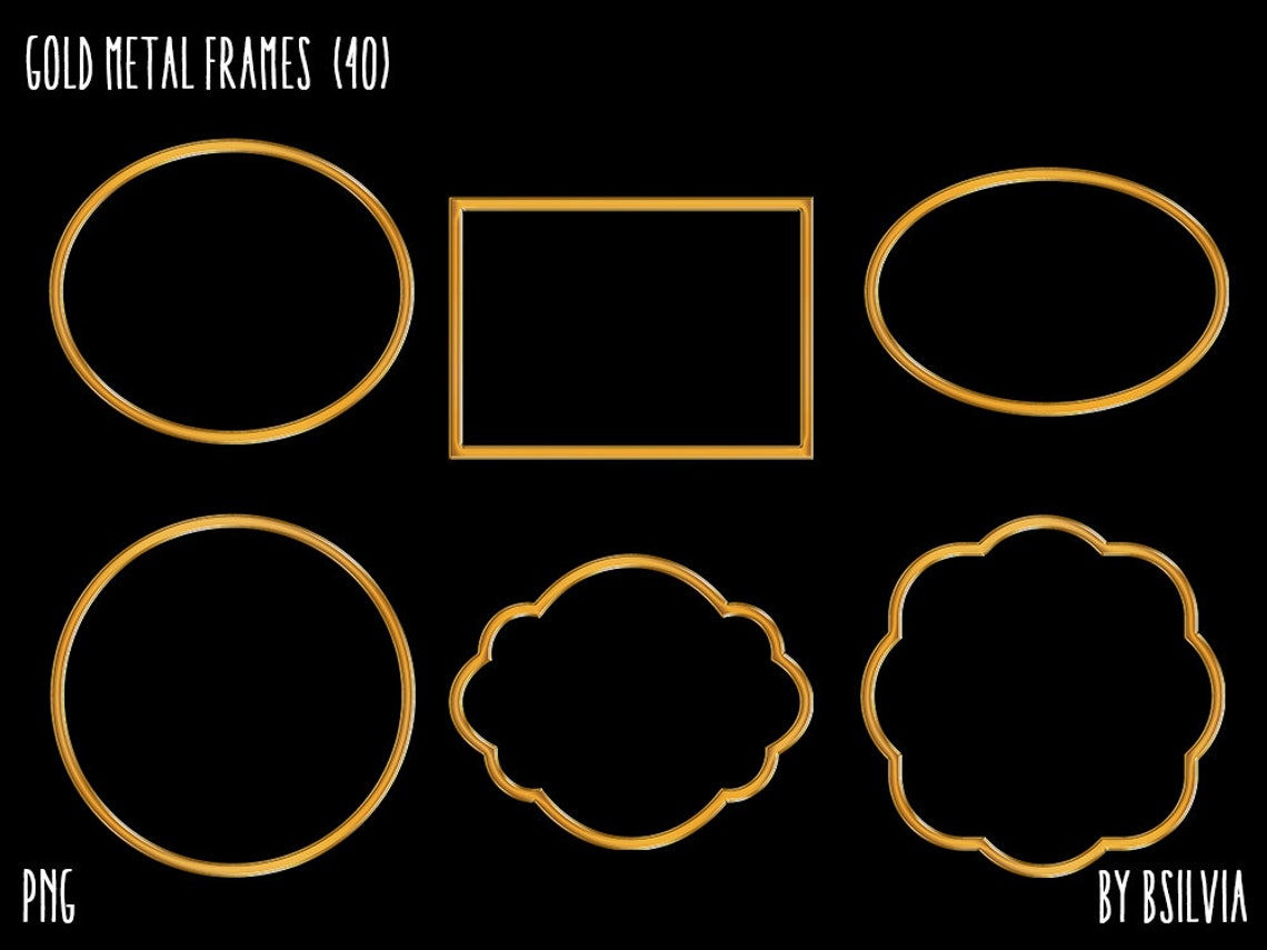 Gold Metal Frame Clipart Gold Metal Border Clipart Digital - Etsy