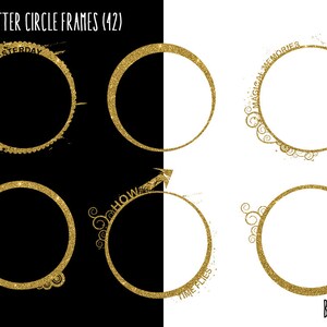 Gold Glitter Circle Frames Clipart Gold Glitter Design - Etsy